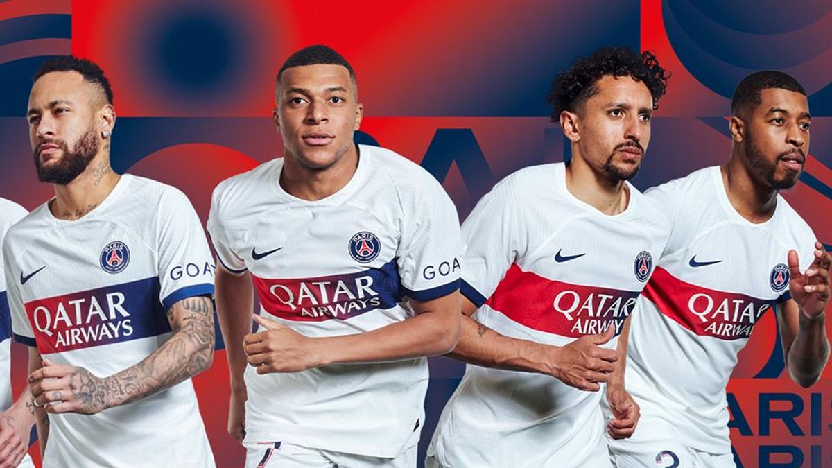 Ligue 1: fehér alapon piros-kék keresztcsík – itt a PSG idegenbeli meze ...